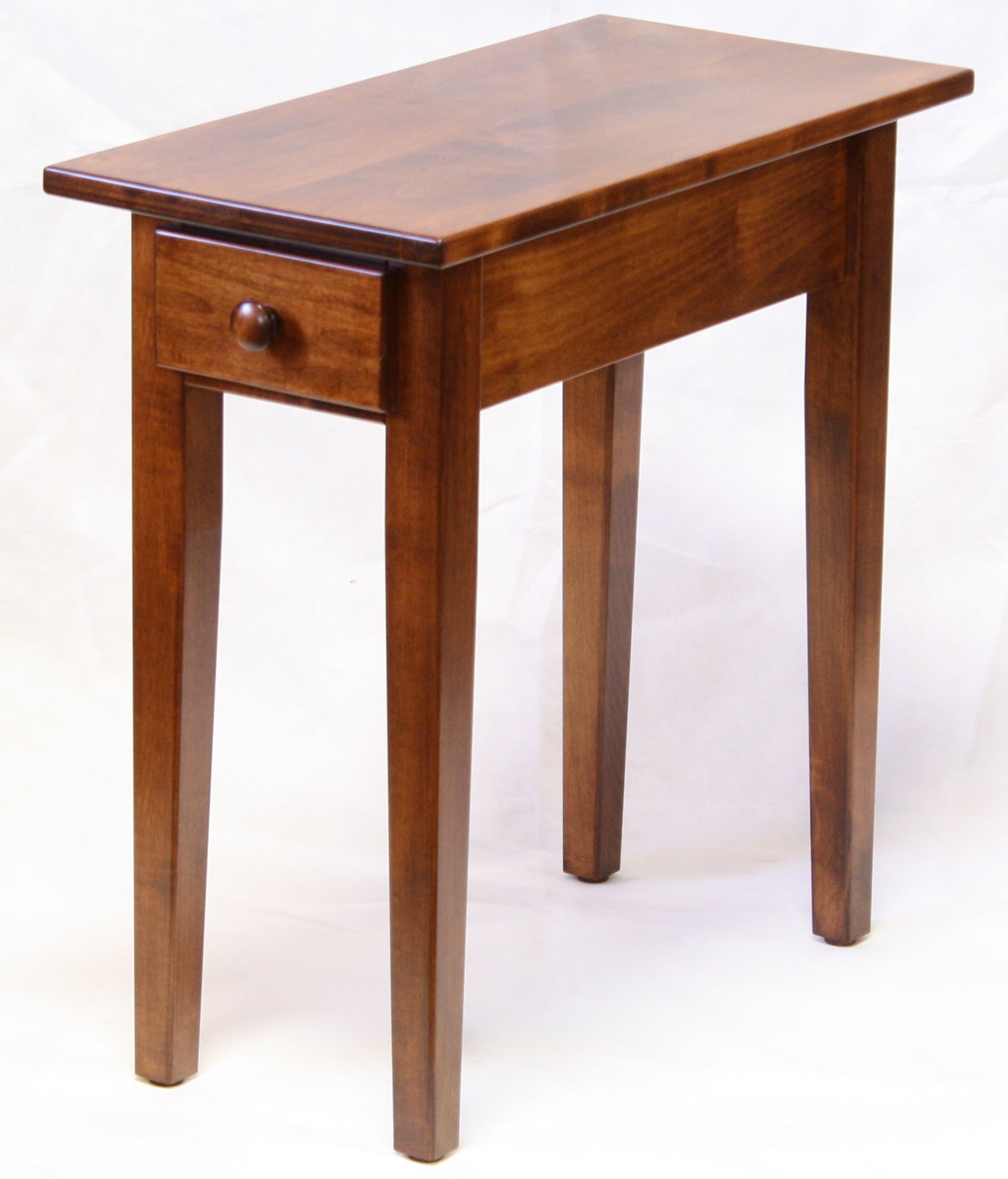 Narrow Cherry Shaker Chairside End Table with Drawer for smaller spaces ...
